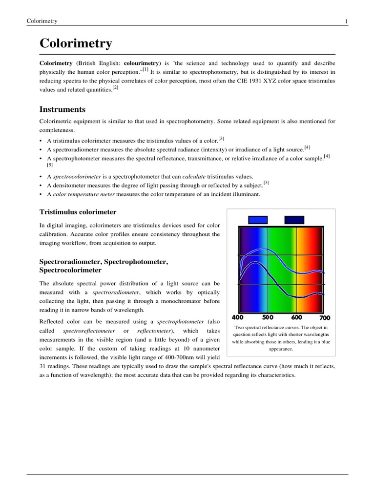 Colorimetry: Instruments | PDF | Electromagnetic Spectrum | Scientific ...