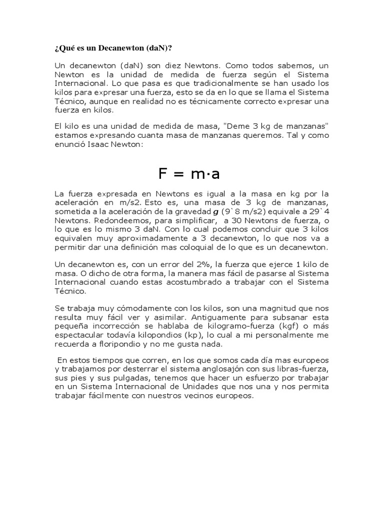Qué Es Un Decanewton | PDF