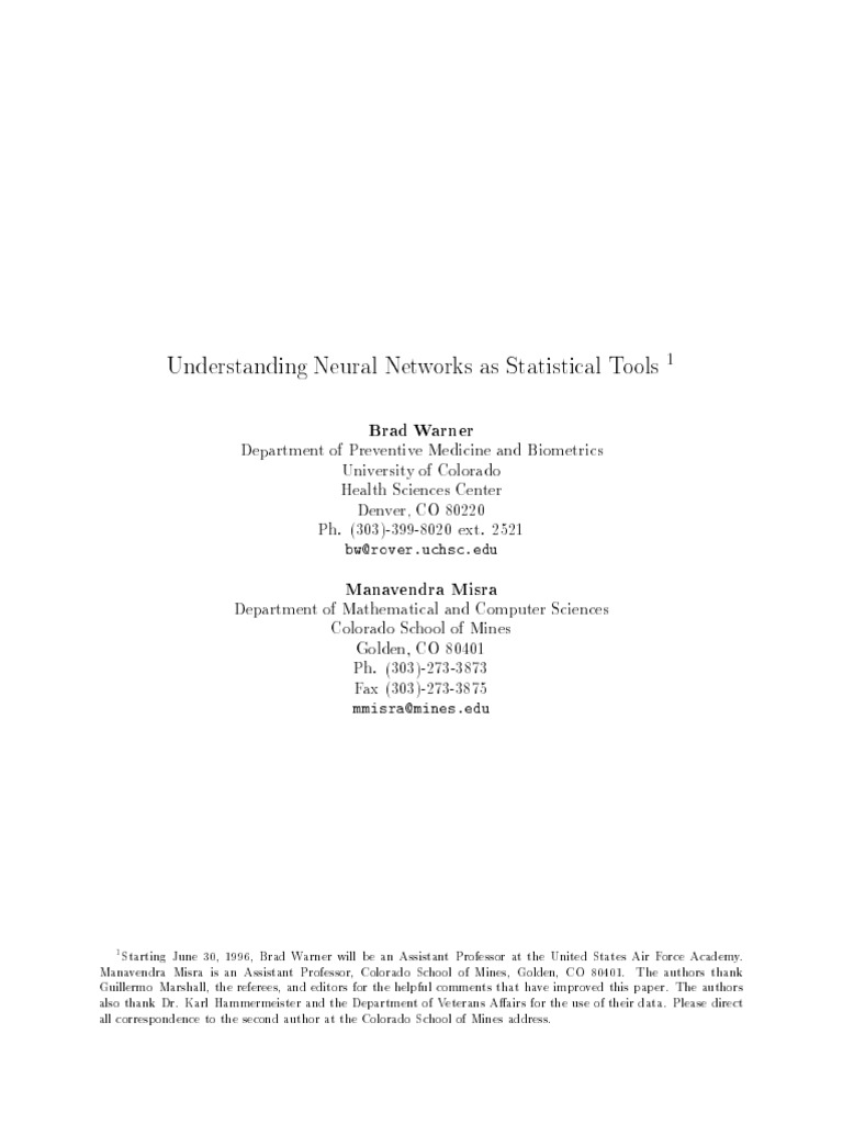 Understanding the Statistical Foundations and Applications of Neural Networks: A Comparison of ...