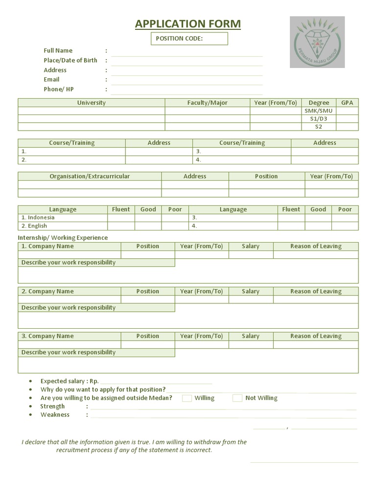 Application Form: Smk/Smu S1/D3 S2 | PDF