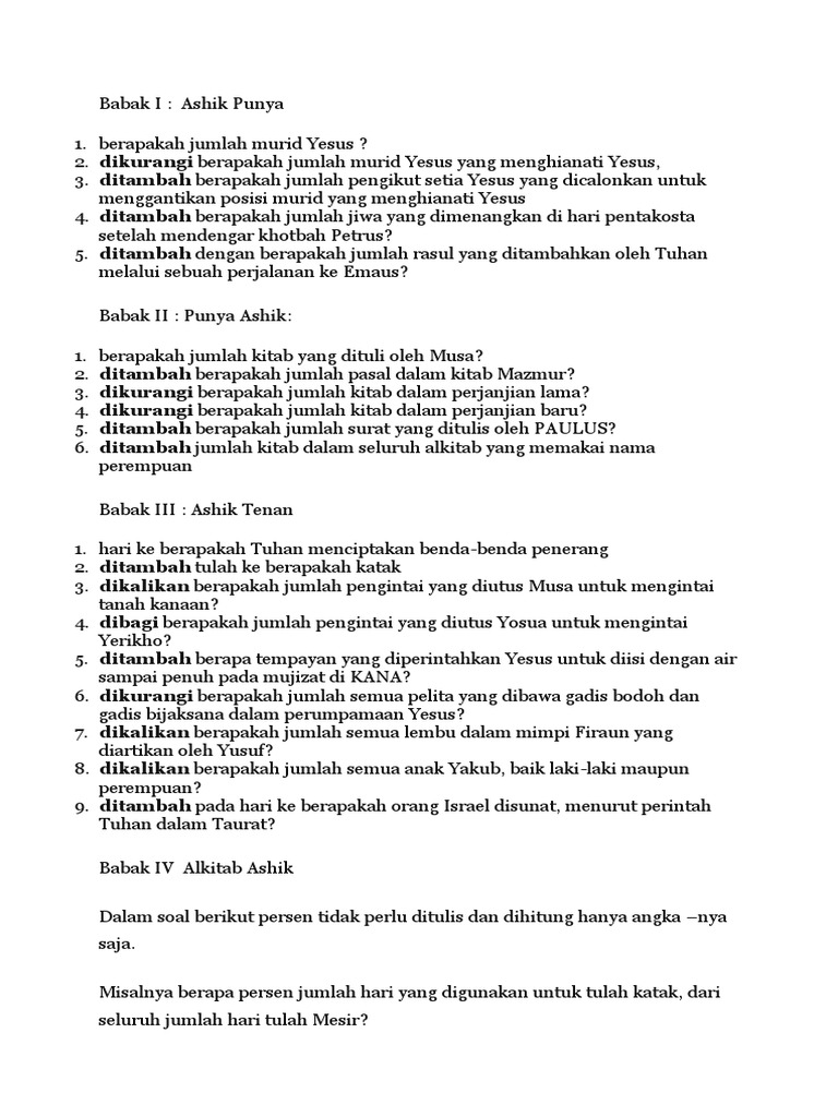 Quiz Alkitab Matematika | PDF