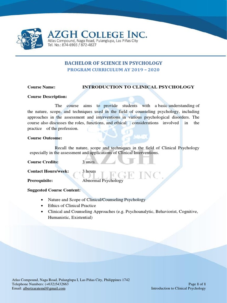 Introduction To Clinical Psychology | PDF