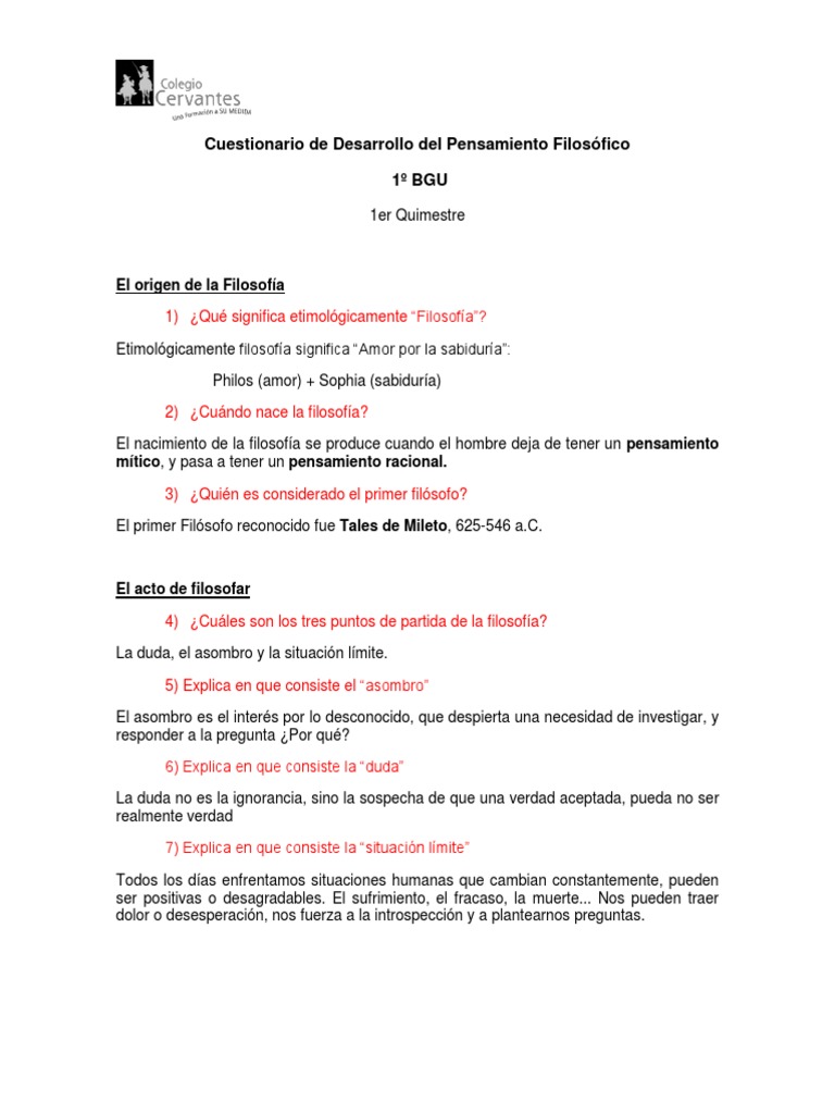 Cuestionario de Desarrollo Del Pensamien | PDF | Argumento | Sócrates