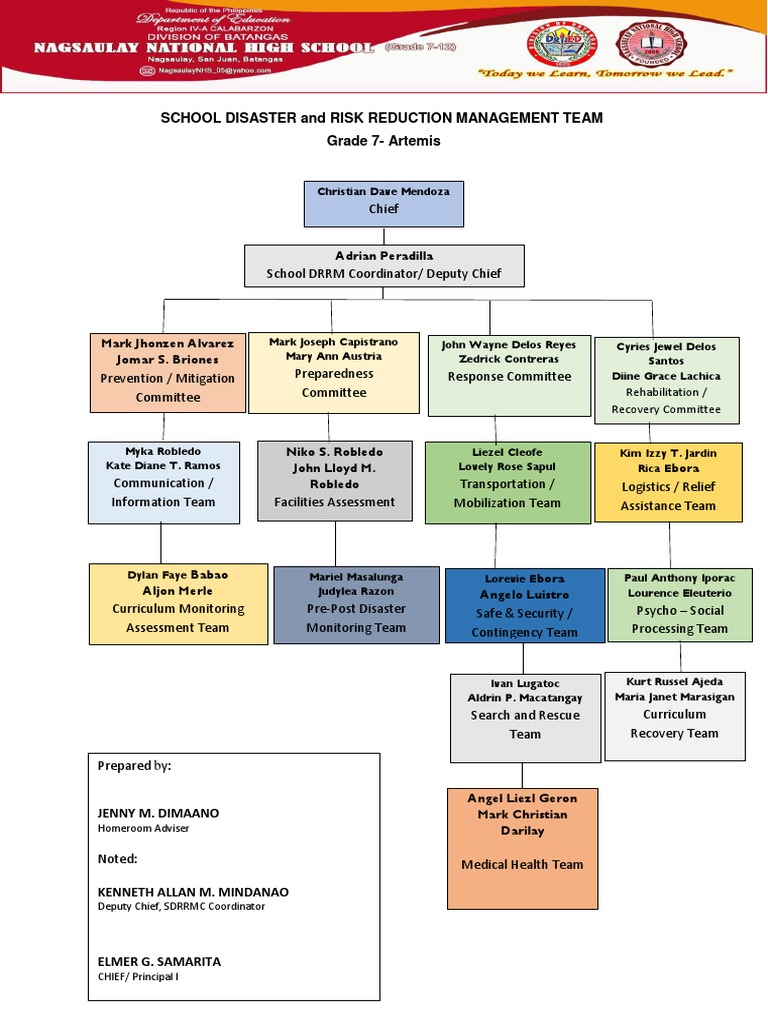 School DRRM Team Composition Chart | PDF | Risk Management | Public Sphere