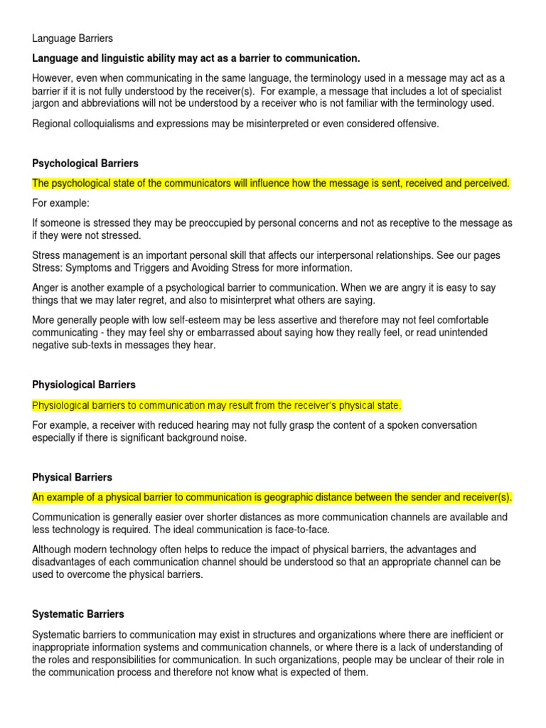 Language Barriers | PDF | Communication | Social Psychology