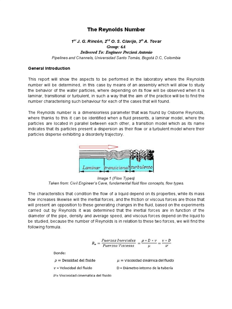 Número de Reynolds PDF | PDF | Reynolds Number | Fluid Dynamics