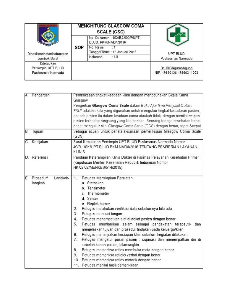 Sop Menghitung GCS | PDF