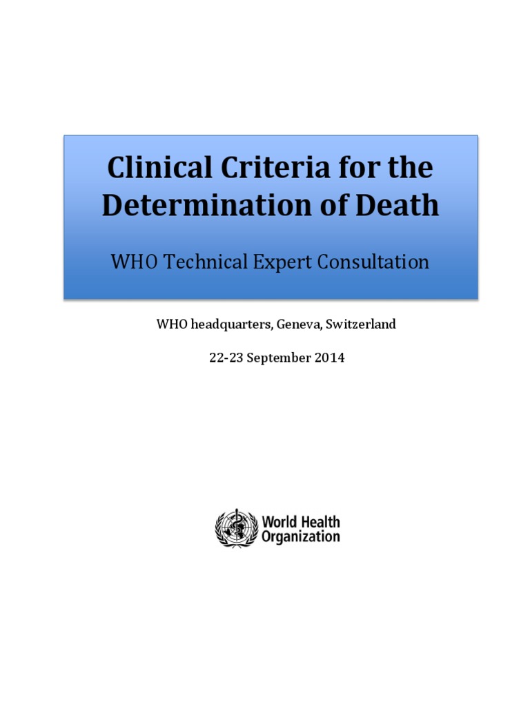 Clinical Criteria For The Determination of Death: WHO Technical Expert ...
