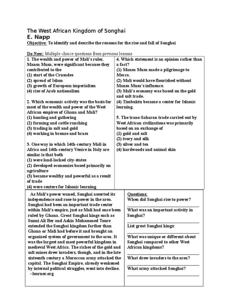 Rise and Fall of the Songhai Empire | PDF | West Africa | Africa