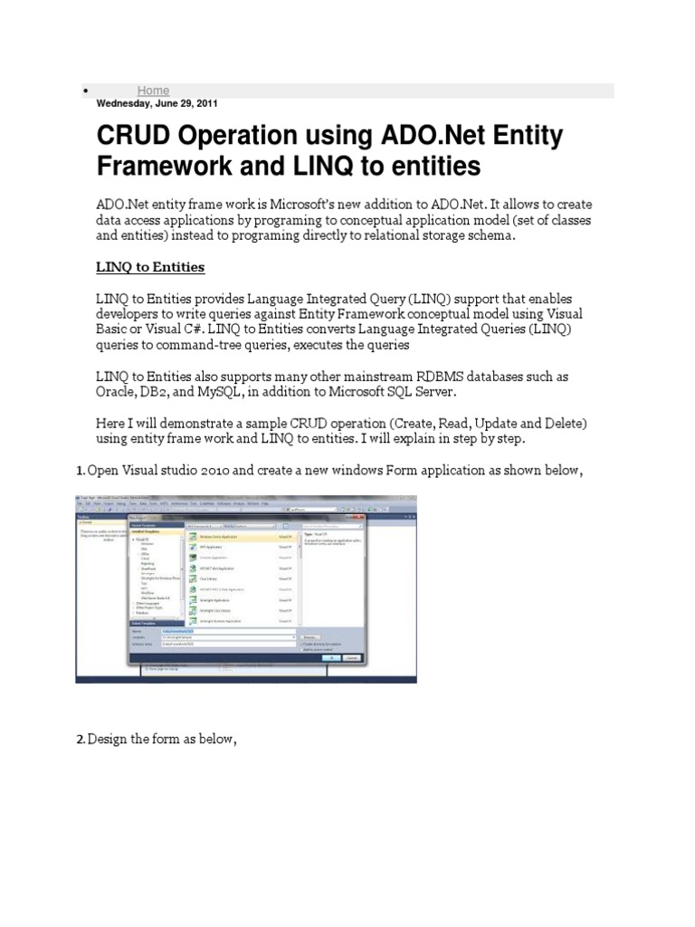 Framework And Linq To Entities Pdf Entity Framework Language Integrated Query 
