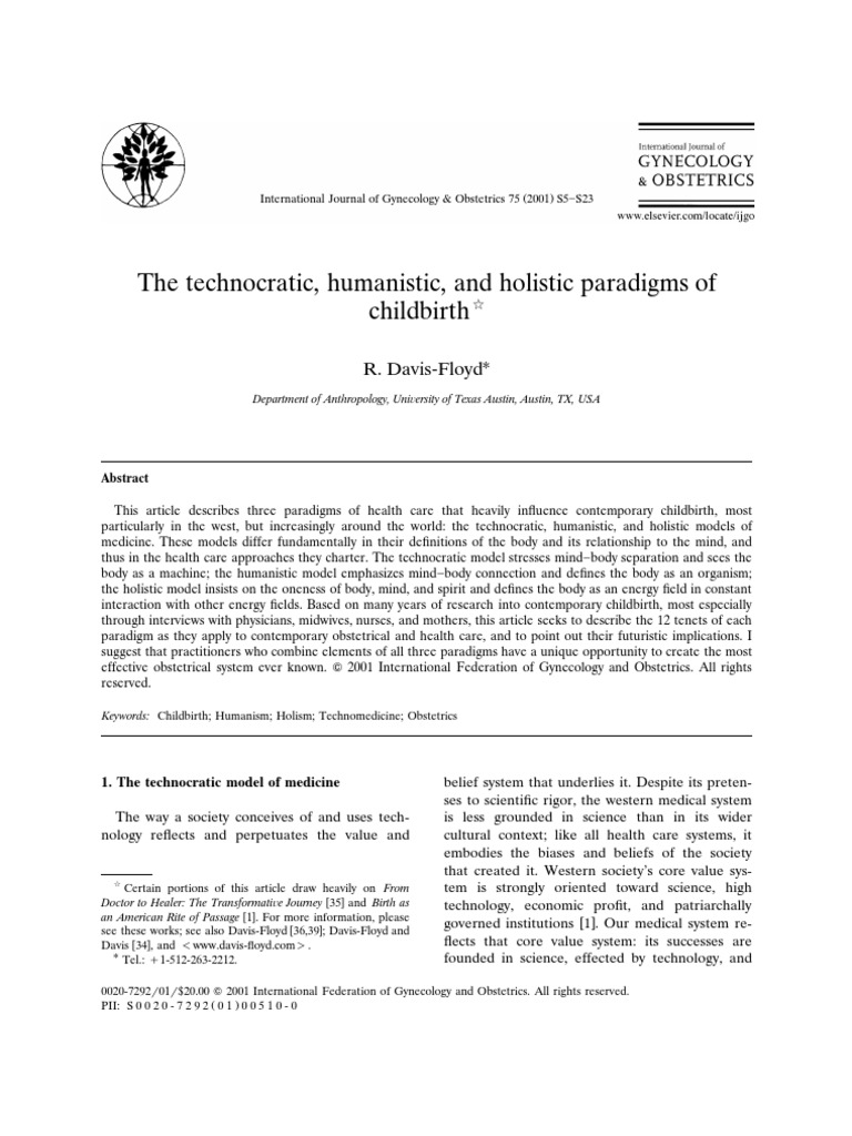 The Technocratic, Humanistic, and Holistic Paradigms of Childbirth ...