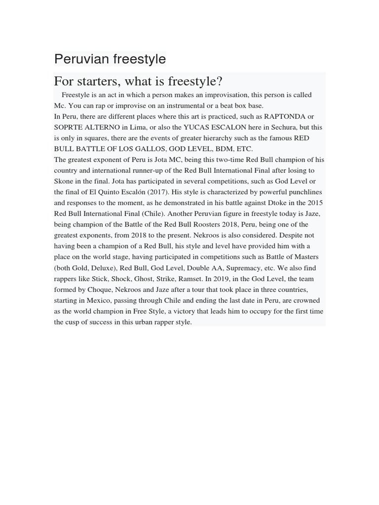 Peruvian Freestyle Rap Scene | PDF | Foreign Language Studies | Art