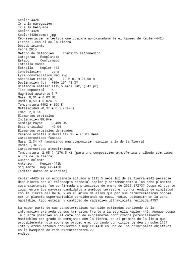 Kepler 442b | PDF | Zona habitable circunestelar | Objetos subestelares