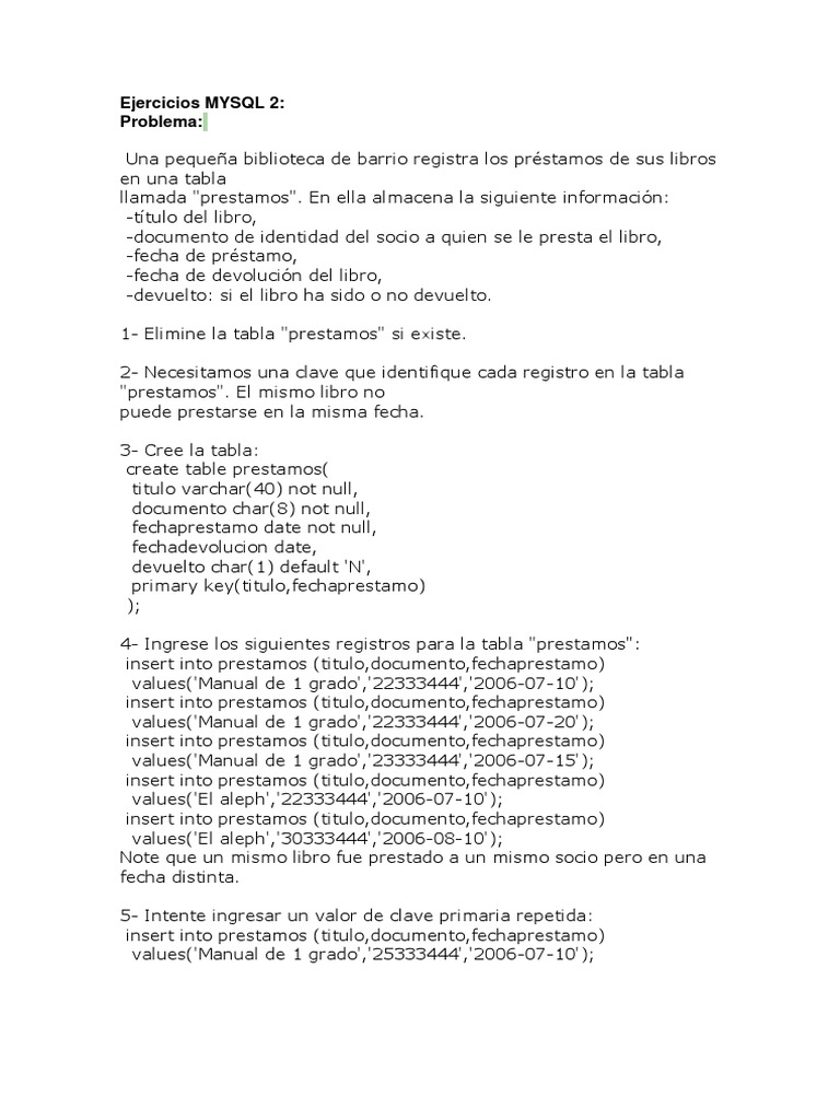 Ejercicios MYSQL 2 | PDF | Áreas de informática | Informática