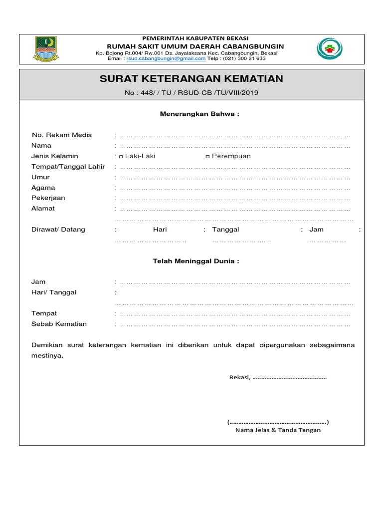2.6 Form Surat Keterangan Kematian. Edited | PDF