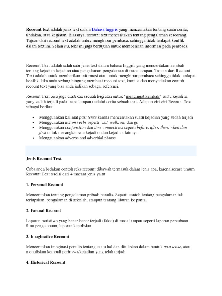 Recount Text | PDF