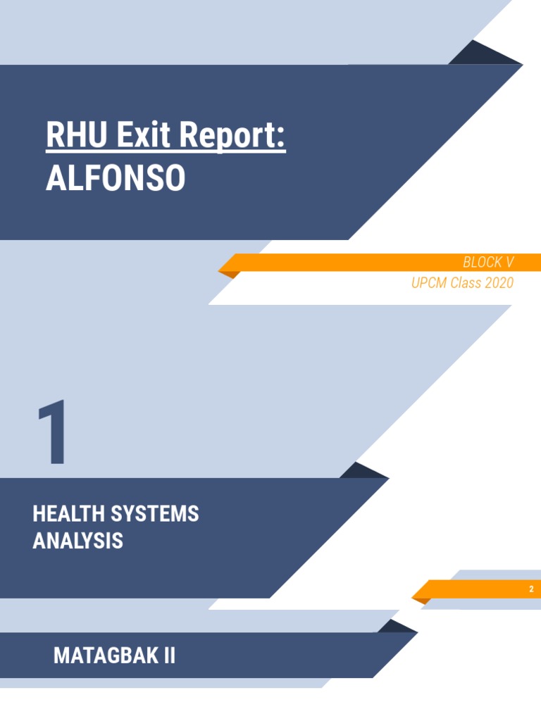 RHU Exit Report: Alfonso: UPCM Class 2020 | PDF | Health Care
