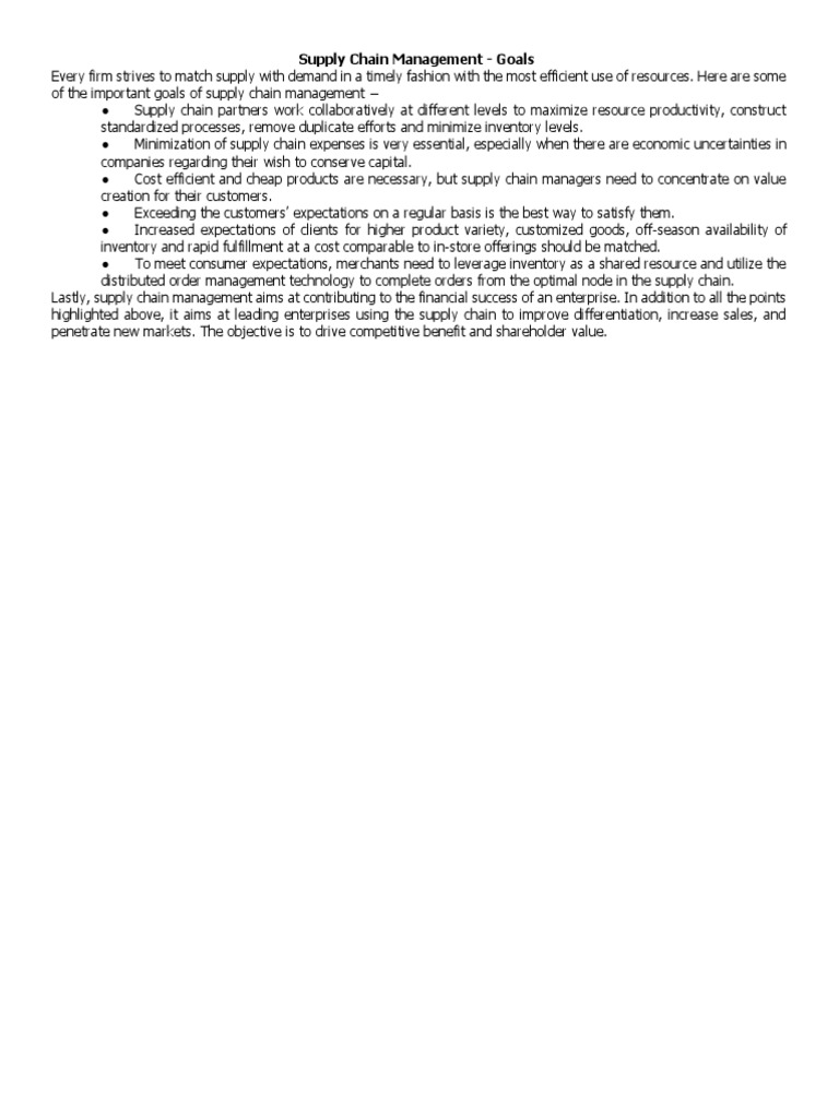 4.supply Chain Management - Goals | PDF 4.supply Chain Management - Goals | PDF
