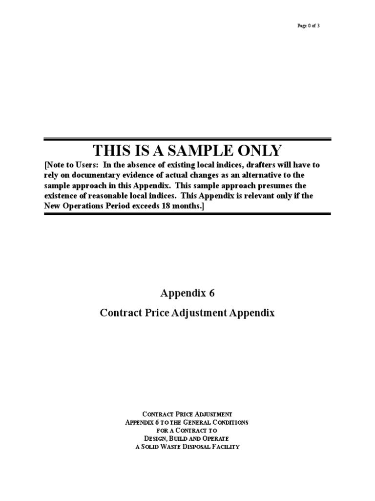 II Annex B General Conditions Appendix 6 Contract Price Adjustment ...