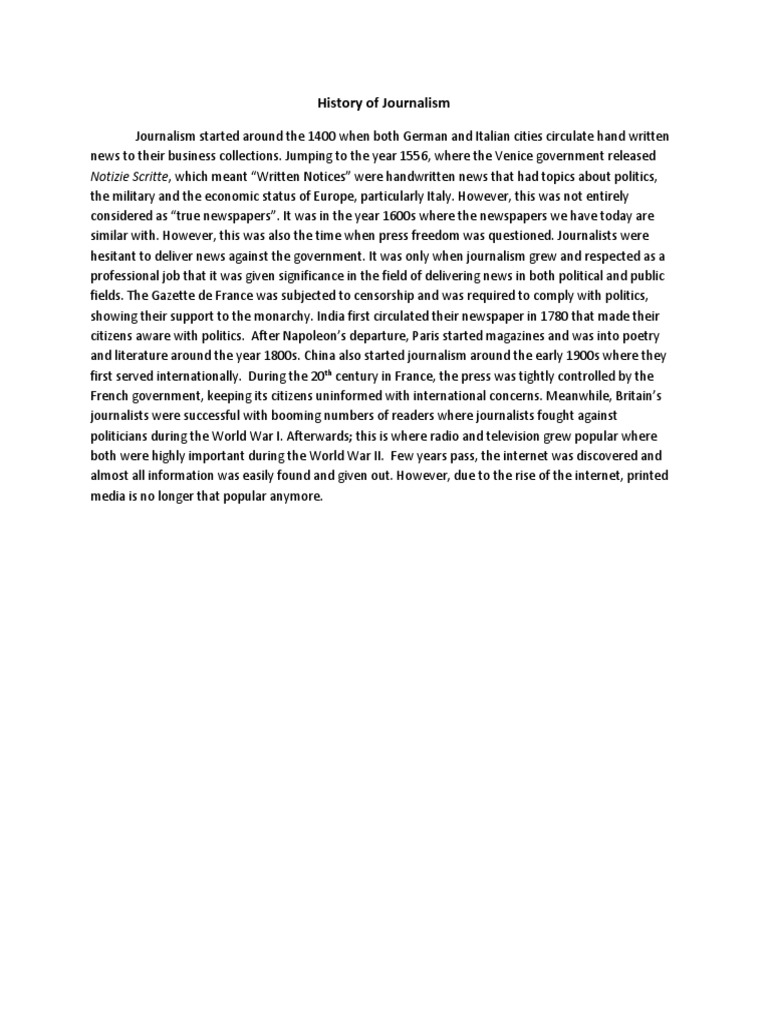 Evolution of Journalism Through History | PDF