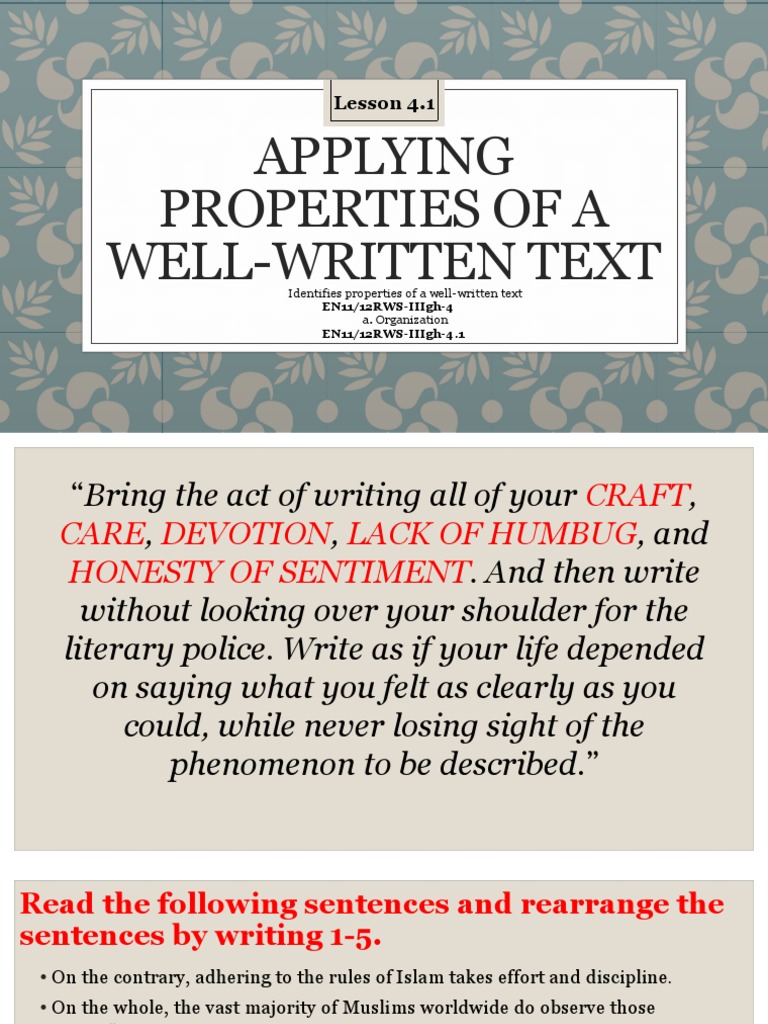 Applying Properties of A Well-Written Text | PDF | Mummy | Jargon
