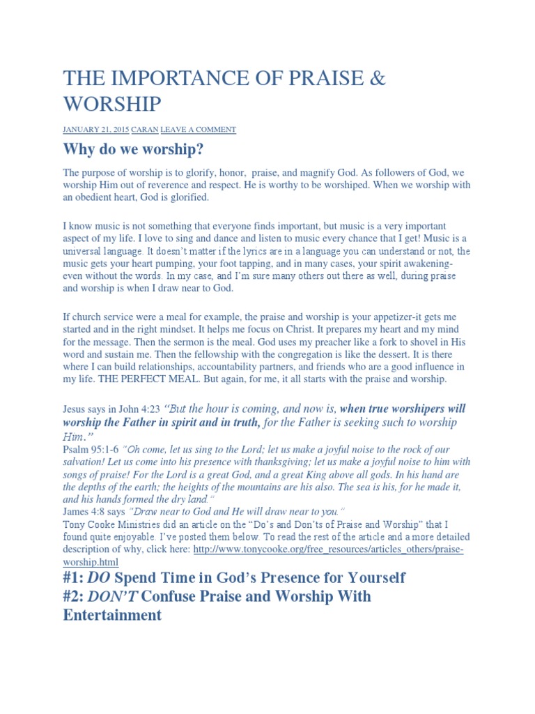 The Importance of Praise | PDF | Worship | Contemporary Worship Music