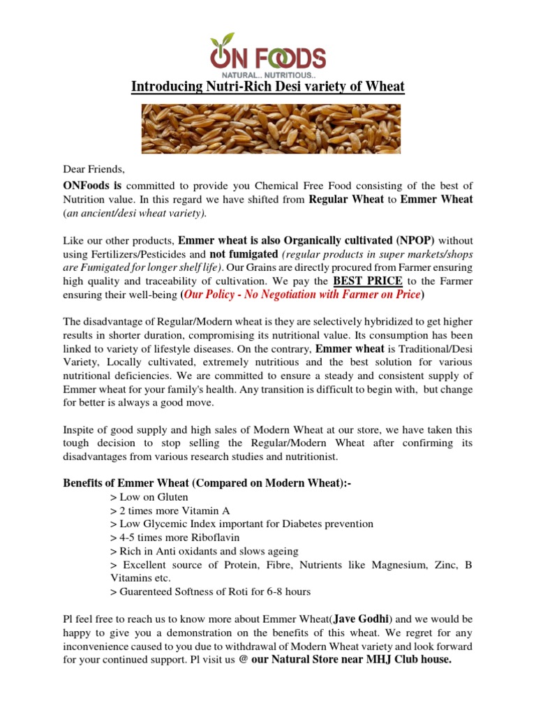 Introducing Nutri-Rich Desi Variety of Wheat | PDF | Wellness