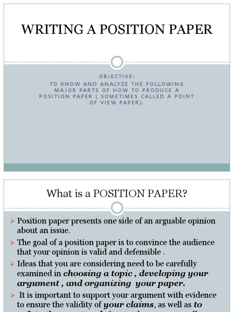 How to Write a Position Paper Guide | PDF | Argument | Idea