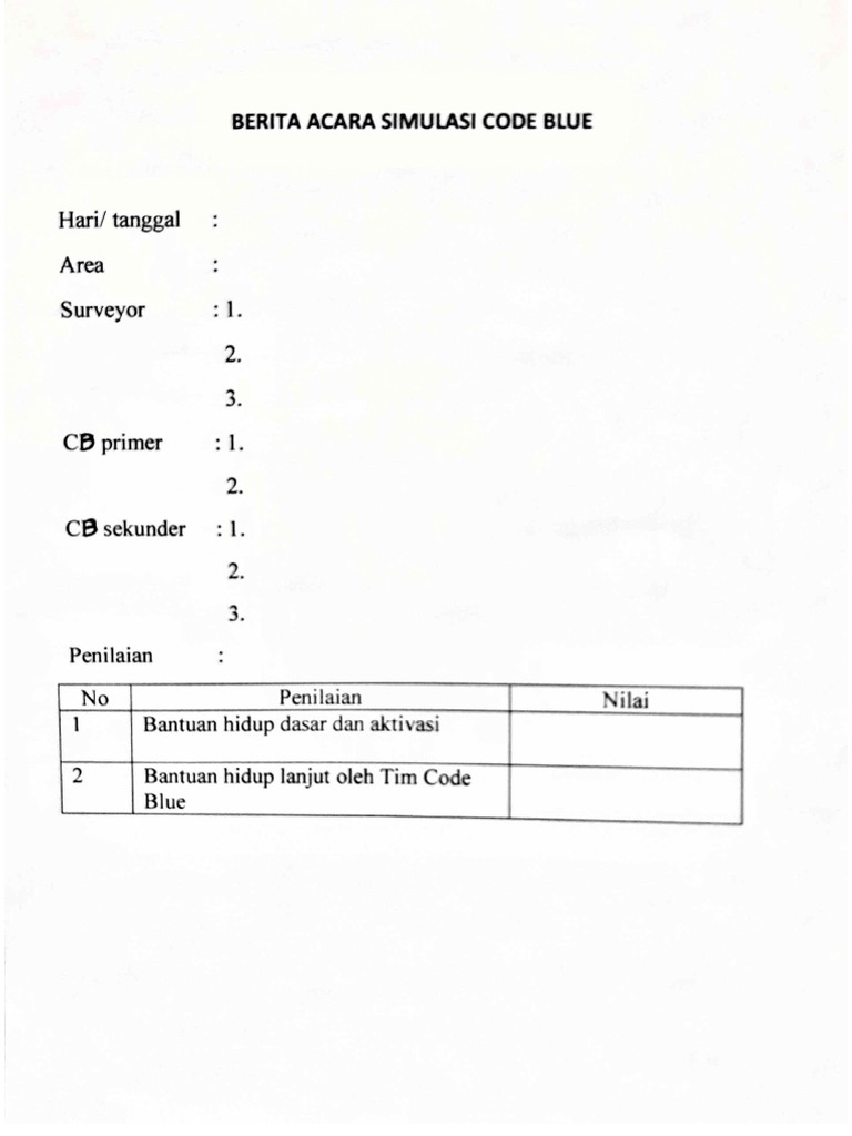 Berkas Simulasi Code Blue | PDF