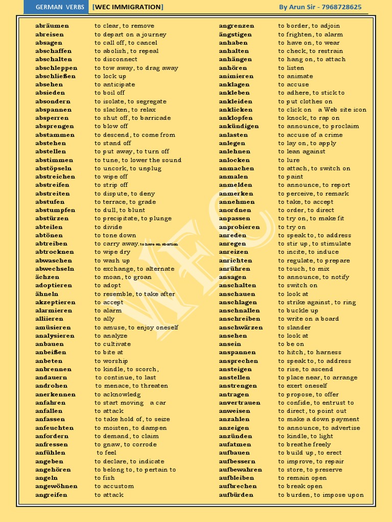 All German Verbs | PDF | Nature