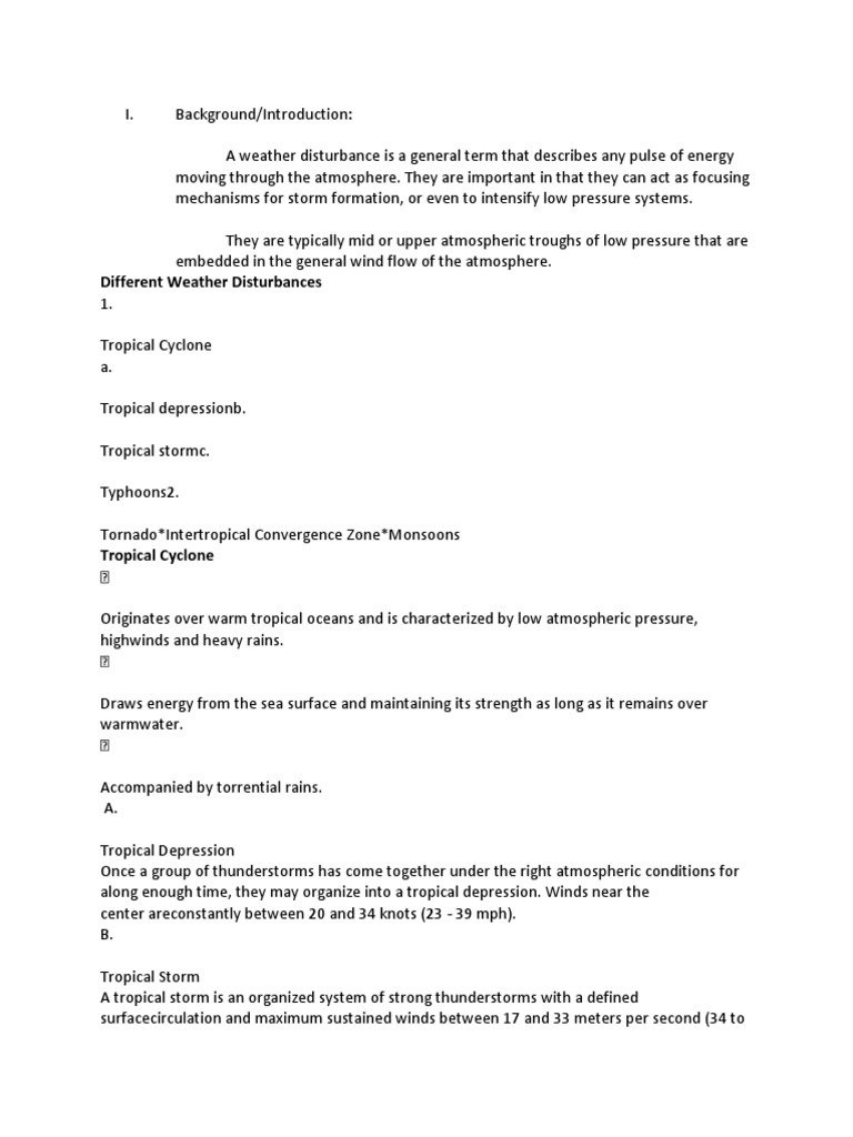 Different Weather Disturbances | PDF | Science & Mathematics
