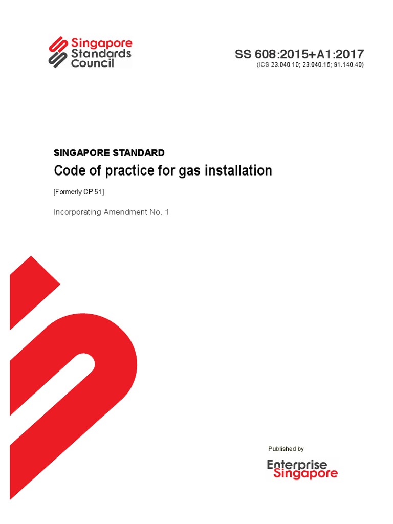 Code of Practice For Gas Installation: Singapore Standard | PDF ...