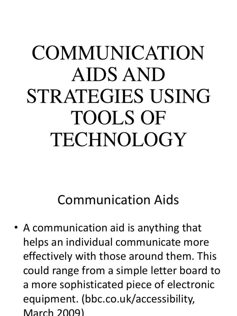 Communication Aids and Strategies Using Tools of Technology | PDF ...