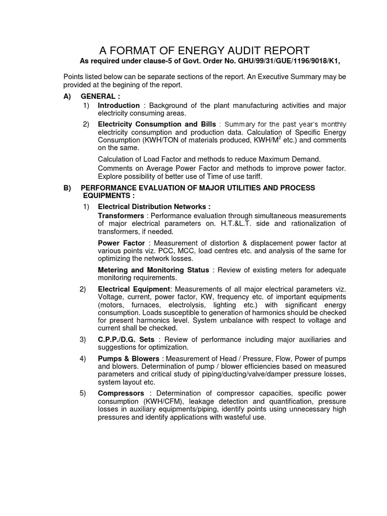 Energy Audit Report Format Guide | PDF | Air Conditioning | Hvac