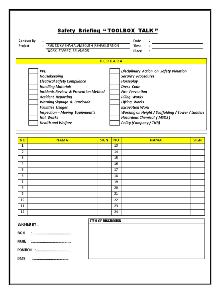 Toolbox Form | PDF