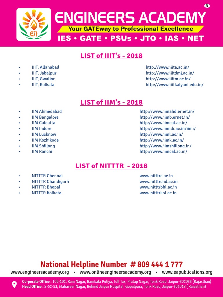 List of IIIT and IIM | PDF