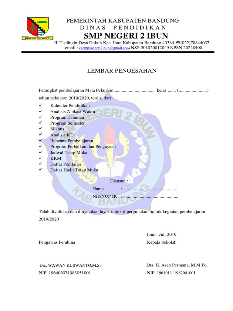Lembar Pengesahan Perangkat Pembelajaran | PDF | Karier & Perkembangan | Bisnis