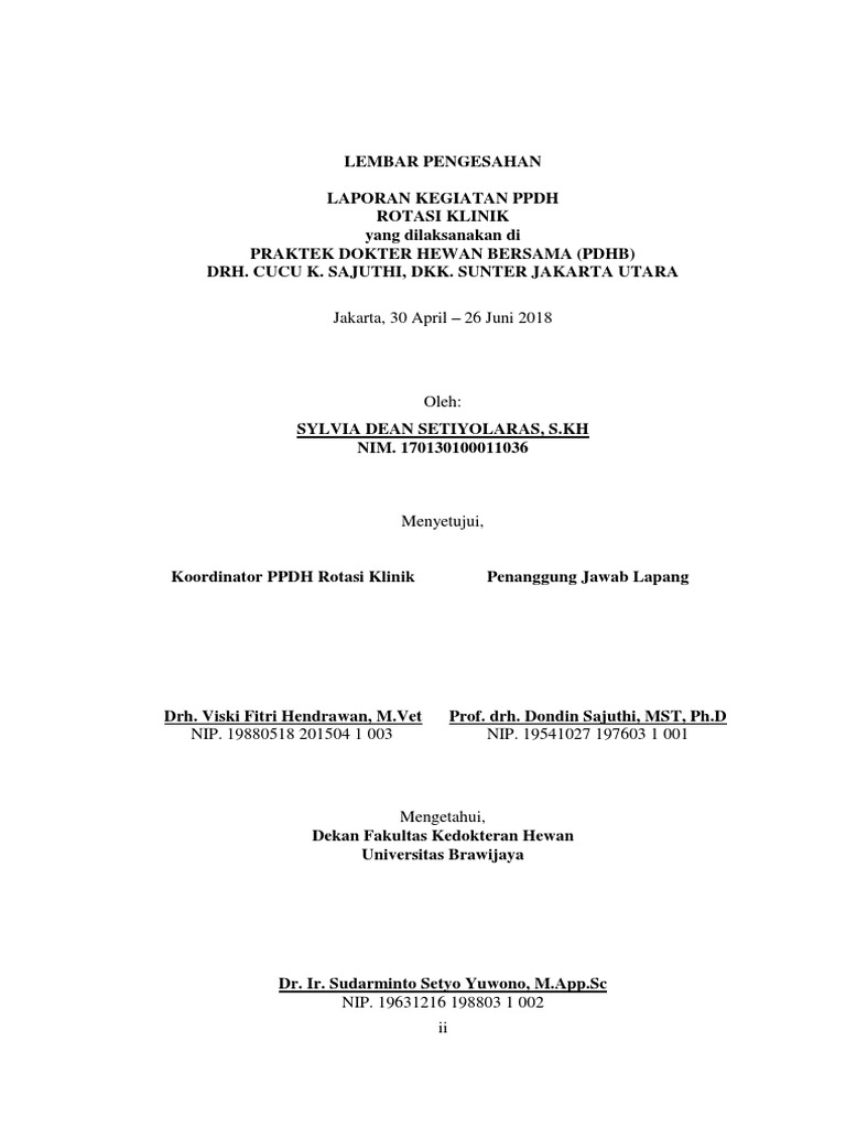 Lembar Pengesahan PPDH | PDF