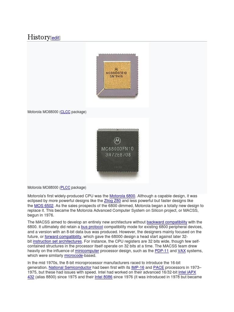 History: Motorola MC68000 (Package) | PDF | Microprocessor | Integrated ...