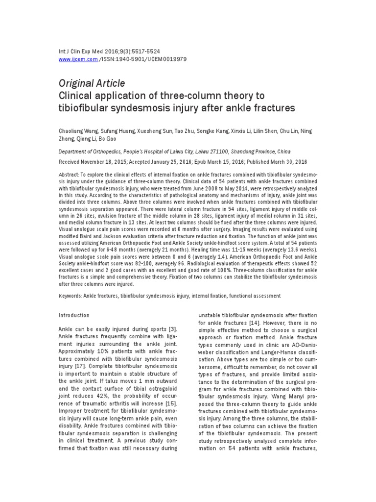 A Retrospective Analysis of the Clinical Effects of Internal Fixation ...