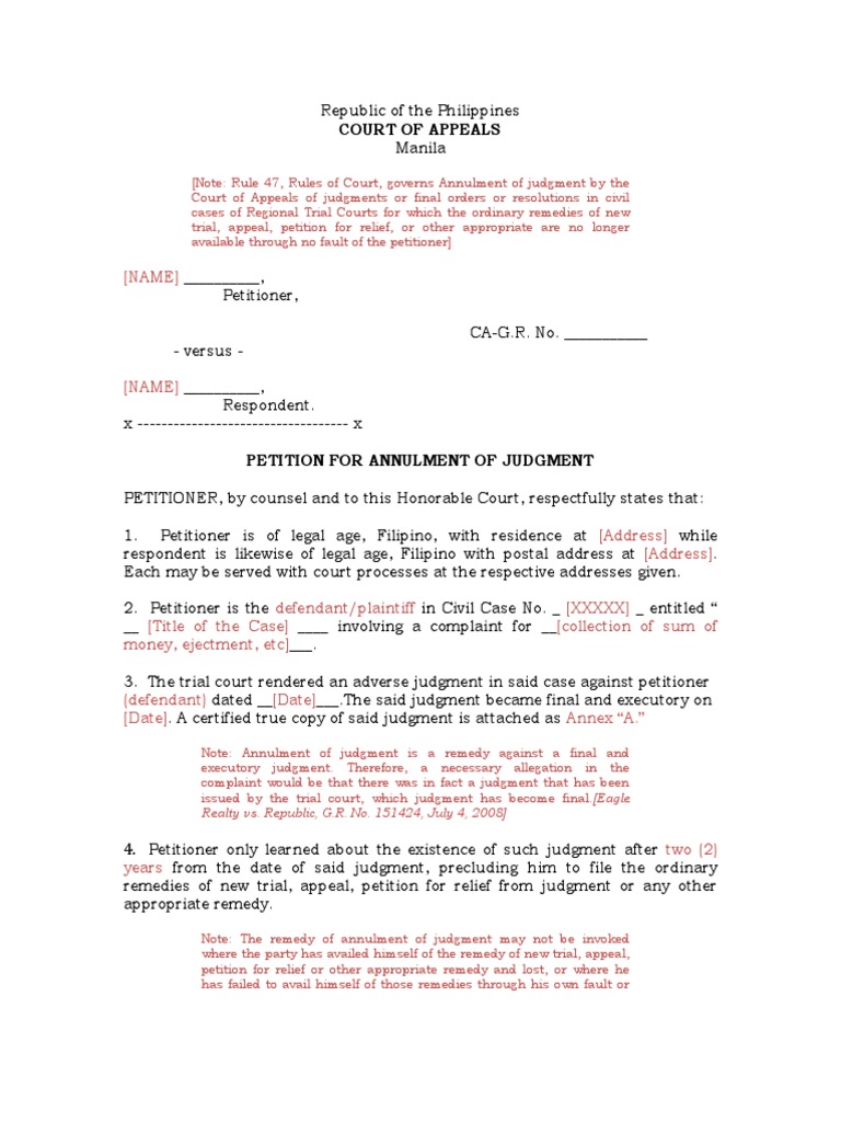 Philippines Court Annuls Judgment | PDF | Annulment | Judgment (Law)