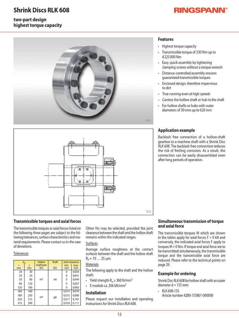 Shrink Rings For Hollow Shaft | PDF | Mechanical Engineering ...
