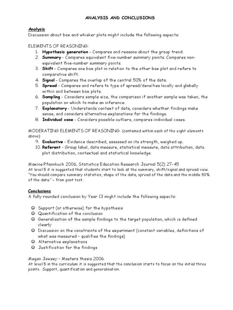 Analysis and Conclusions | PDF | Median | Statistics
