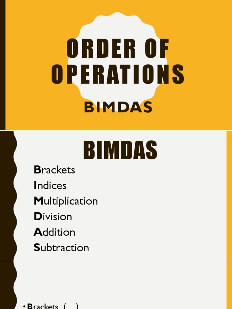 Order of Operations BIMDAS Year 6 Lesson 1 Slides