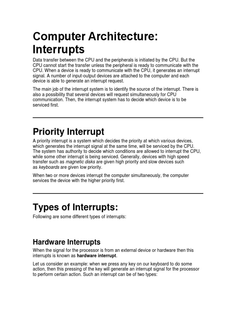 Computer Architecture: Interrupts: Priority Interrupt | PDF | Central Processing Unit | Input/Output