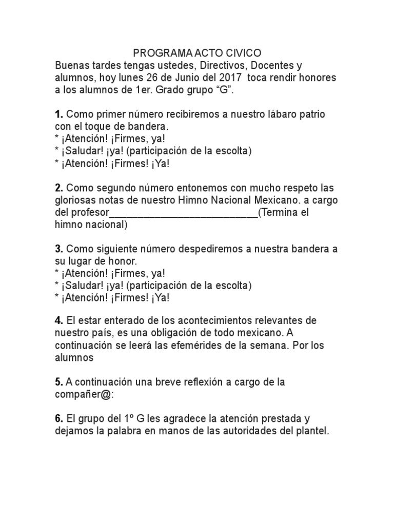 Programa Acto Civico 1g | PDF | México | America latina