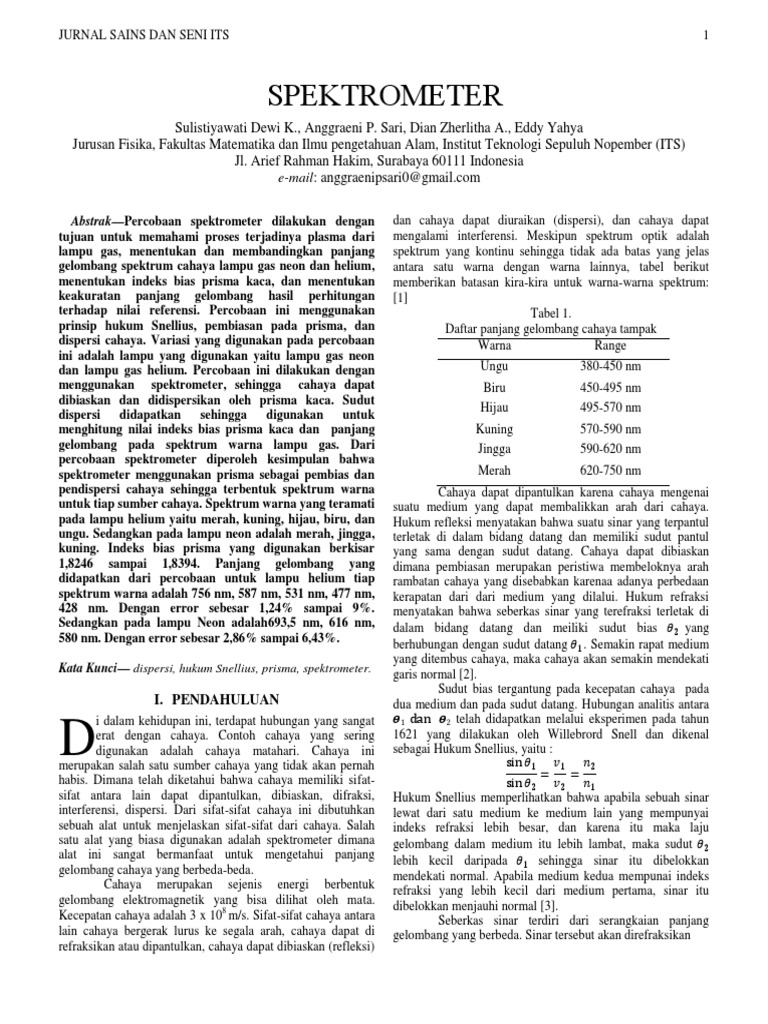Laporan Praktikum Spektrometer - 0111154 PDF | PDF