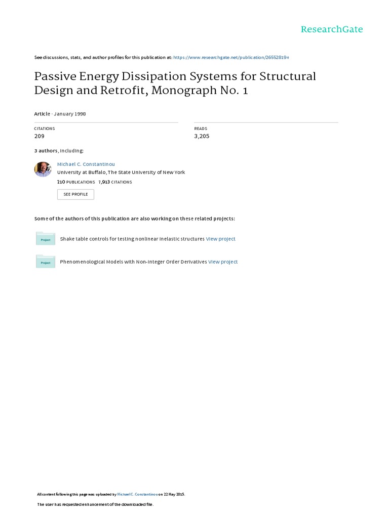 Passive Energy Dissipation Systems For Structural | PDF | Earthquake ...