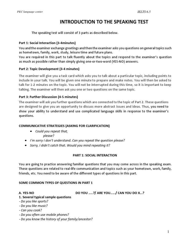 Speaking IELTS Part 1,2,3 | PDF | Test (Assessment) | Reason