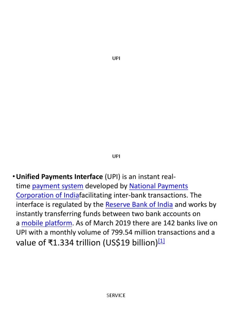 Unified Payment Interfaces (Upi) | PDF | Payments | Information ...